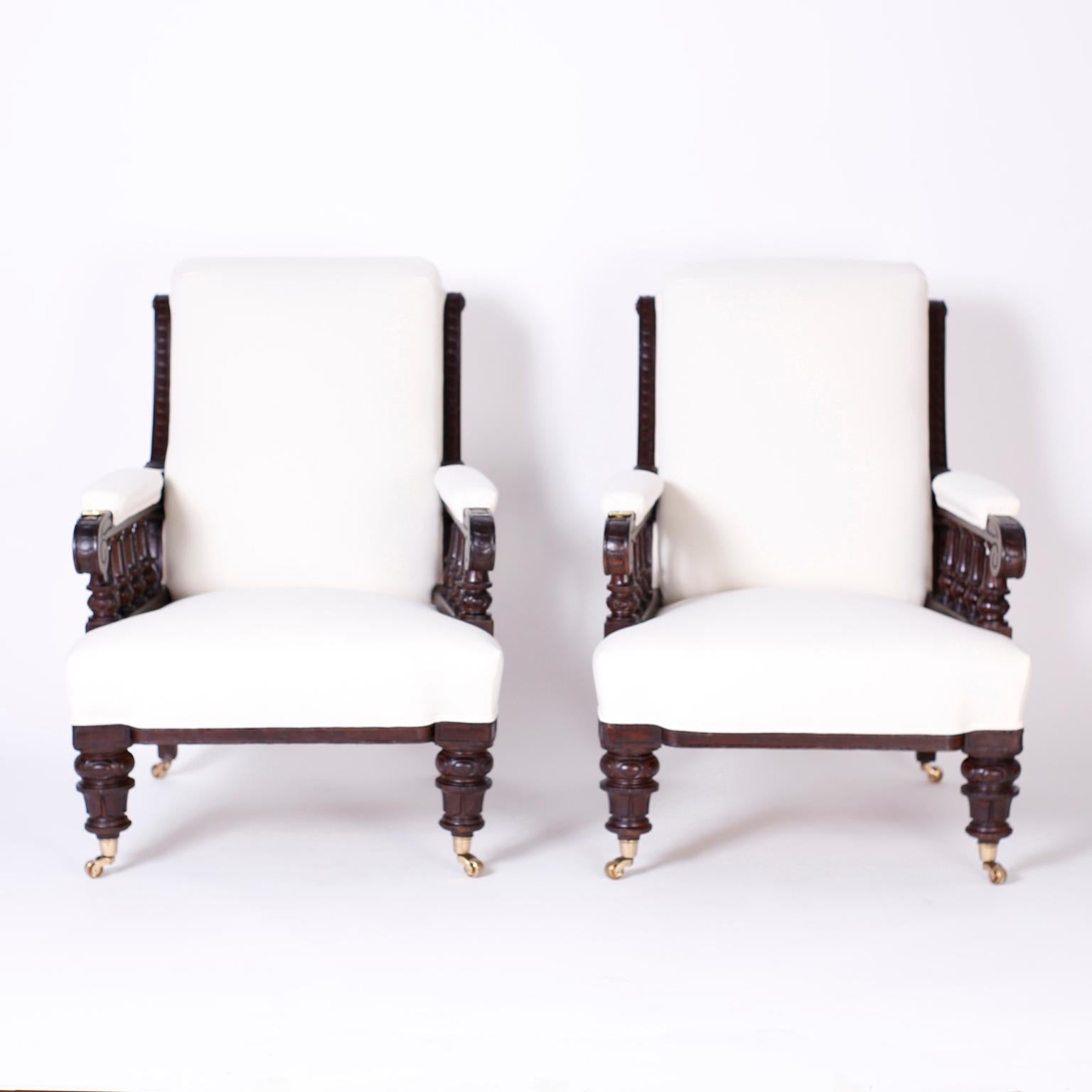 Pair of British Colonial Library Chairs at 1stDibs | british colonial ...