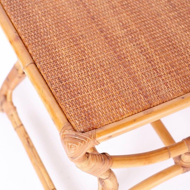 Pair of British Colonial Style Bamboo Ottomans at 1stDibs