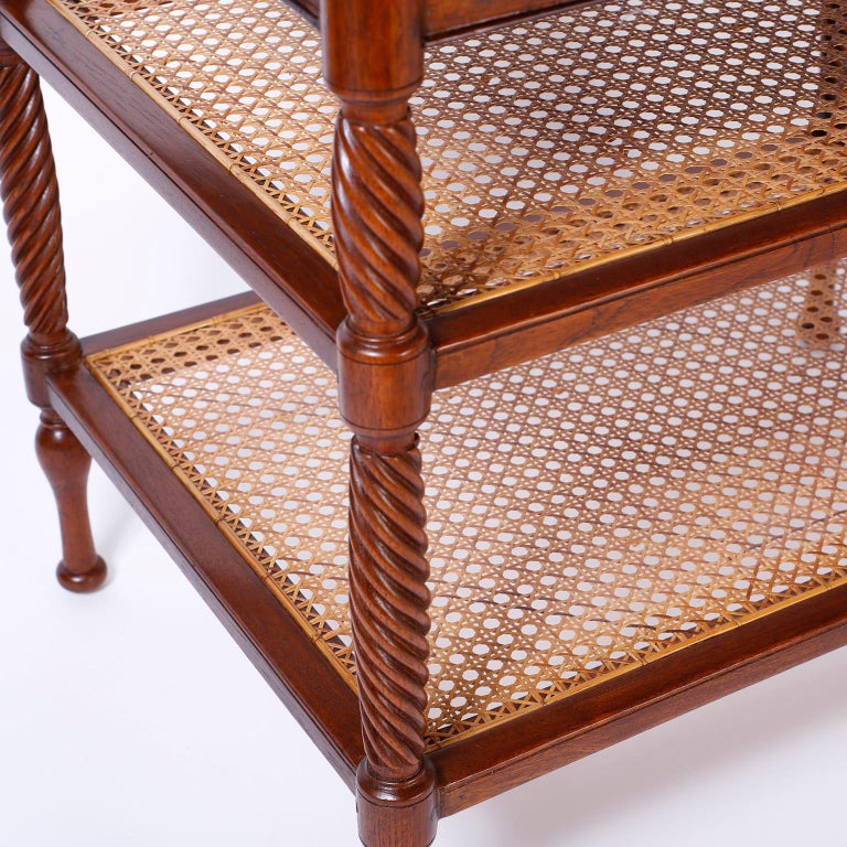 Pair of British Colonial Style Nightstand or End Tables at 1stDibs