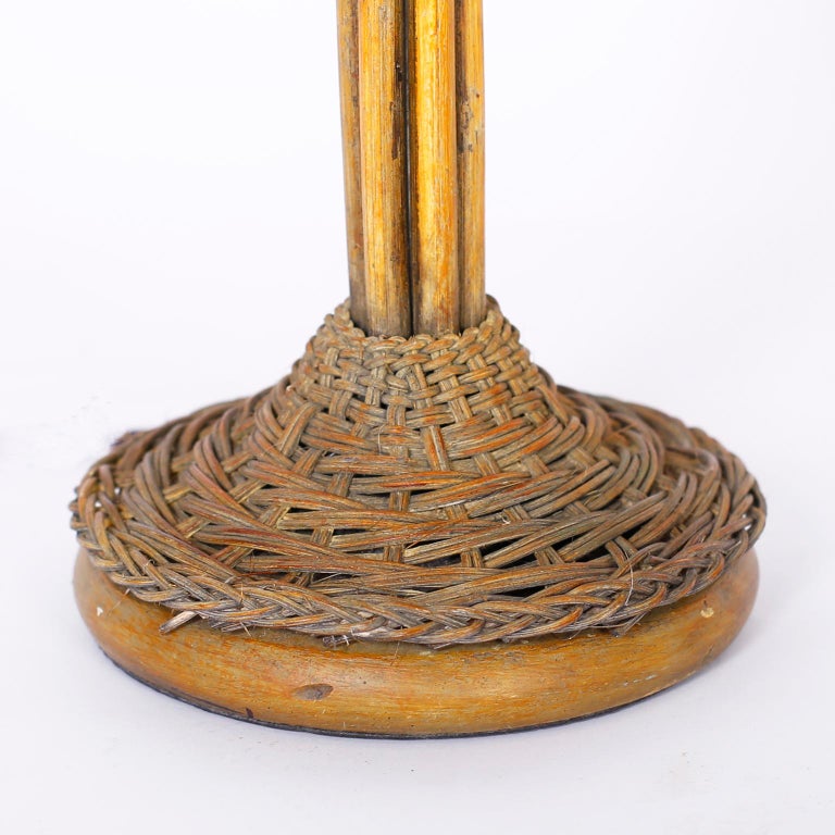 Pair of British Colonial Style Rattan Pineapple Table Lamps at 1stDibs