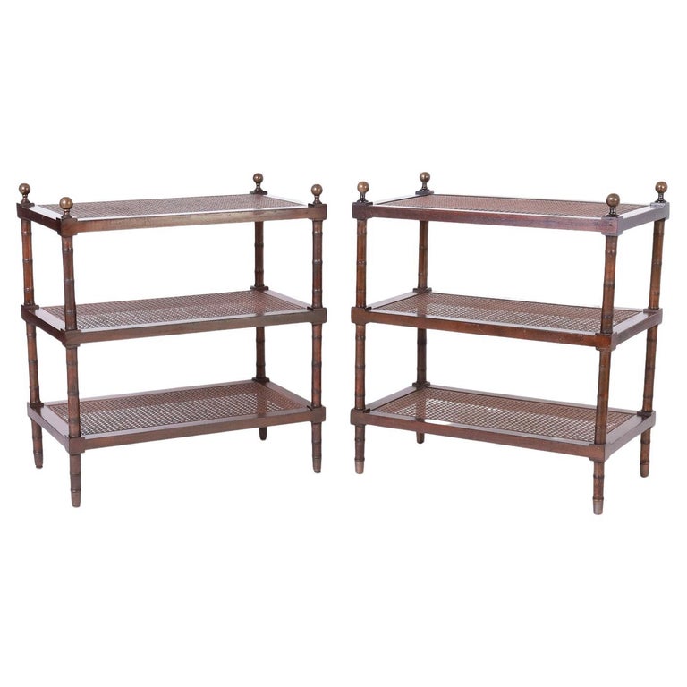 Pair of British Colonial Style Three Tiered Stands For Sale at 1stDibs