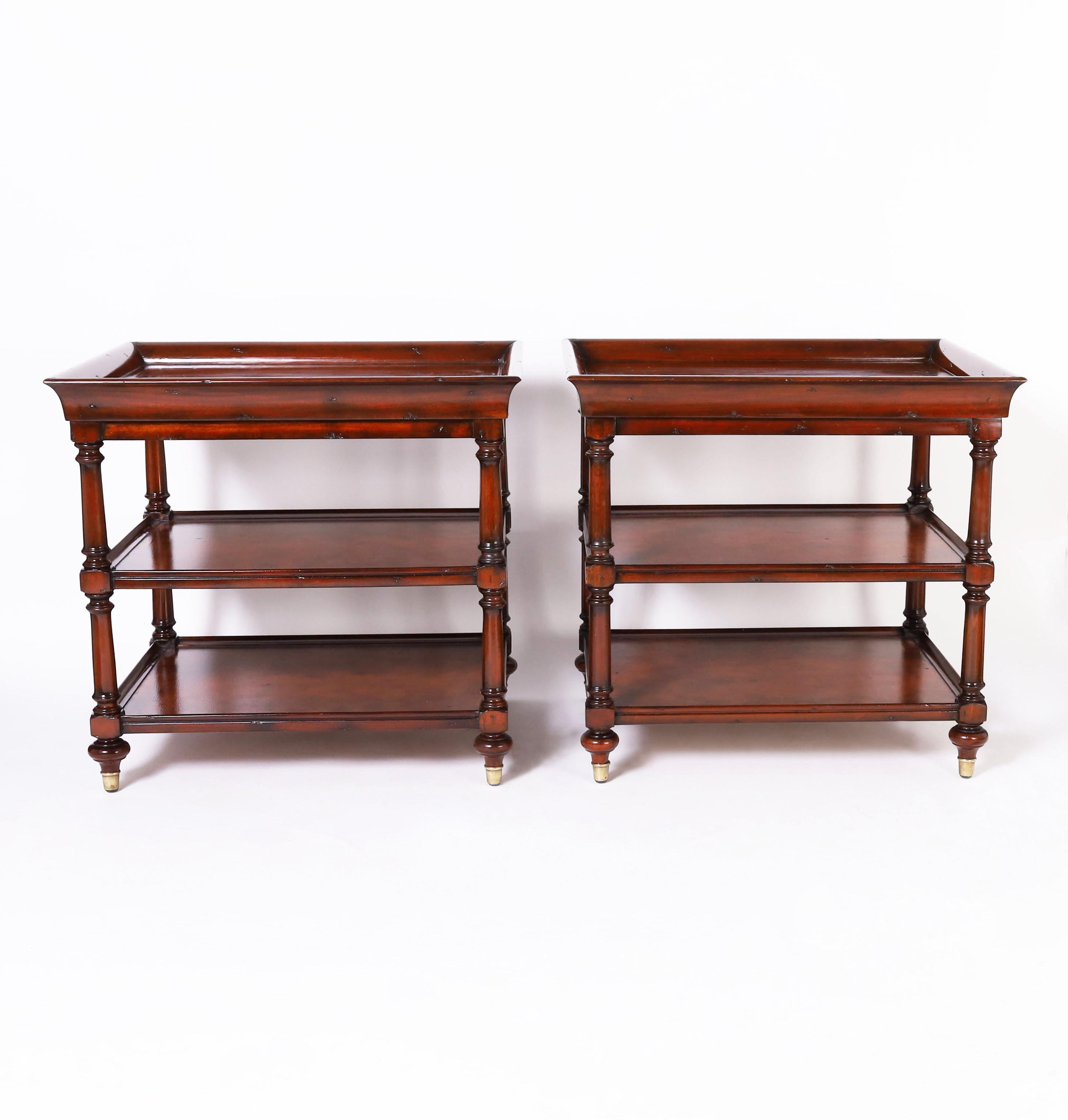 Pair of British Colonial Style Three Tiered Stands or Tables For Sale ...