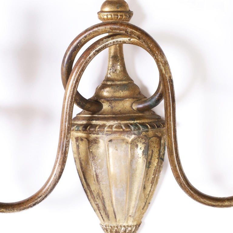 Pair of British Colonial Two Light Wall Sconces For Sale at 1stDibs