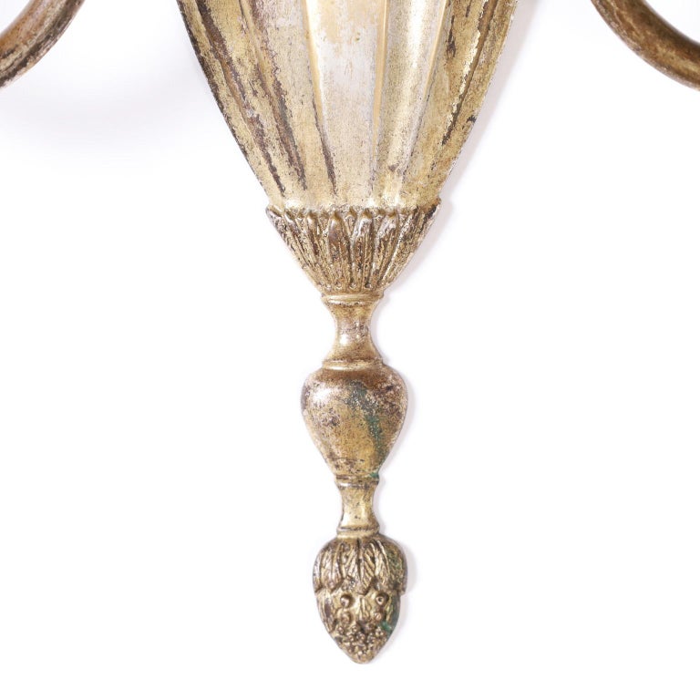 Pair of British Colonial Two Light Wall Sconces For Sale at 1stDibs