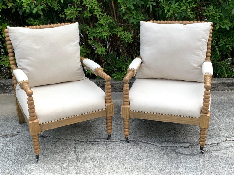 Pair of British Colonial / West Indies Style Bleached Spindle Club ...