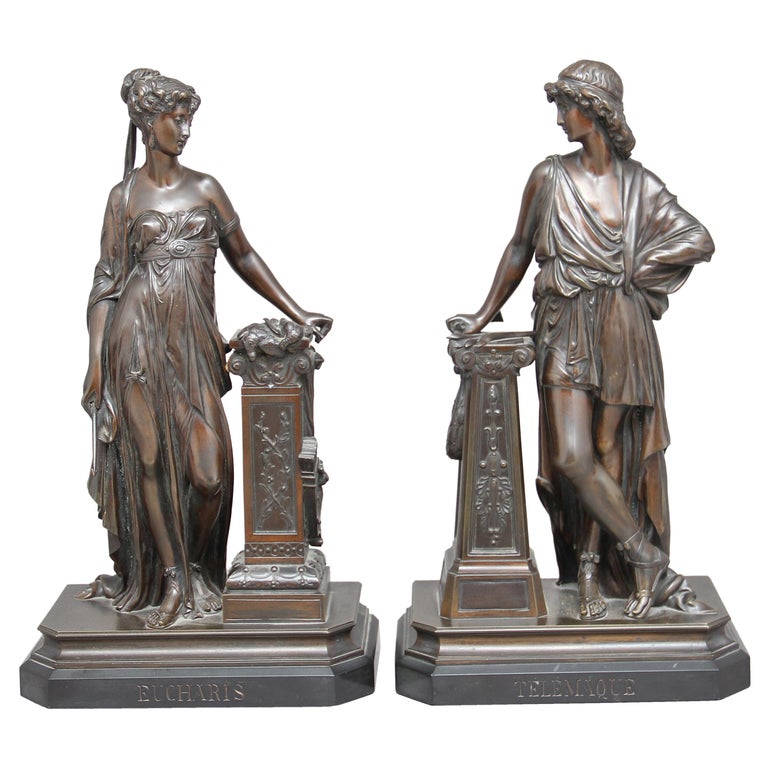 Pair of Bronze 19th Century Classical Figures at 1stDibs