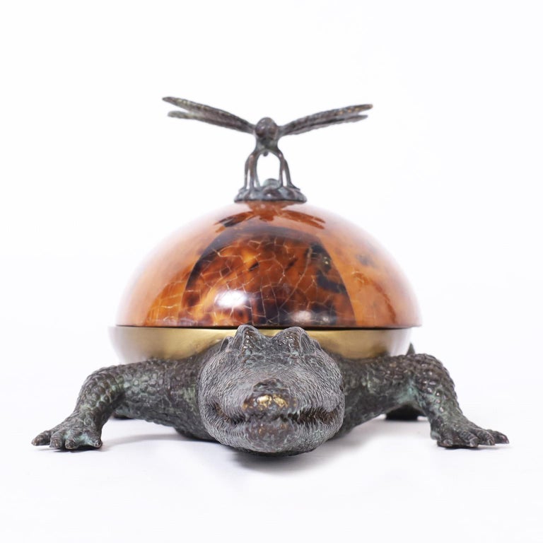 Pair of Bronze Alligator Boxes with Dragonflies, Priced Individually ...