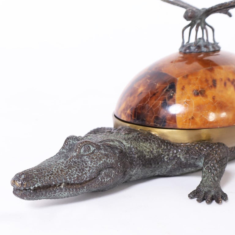 Pair of Bronze Alligator Boxes with Dragonflies, Priced Individually ...