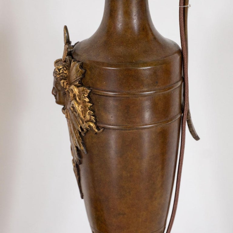 Pair of Bronze Amphora Shaped Table Lamps For Sale at 1stDibs