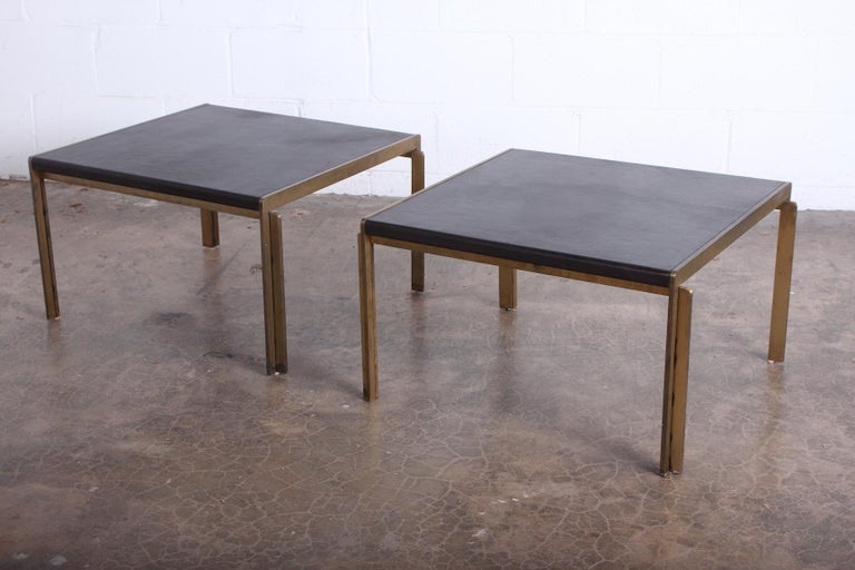 Pair of Bronze and Leather Tables by Stow Davis at 1stDibs