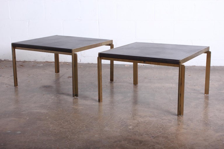 Pair of Bronze and Leather Tables by Stow Davis at 1stDibs