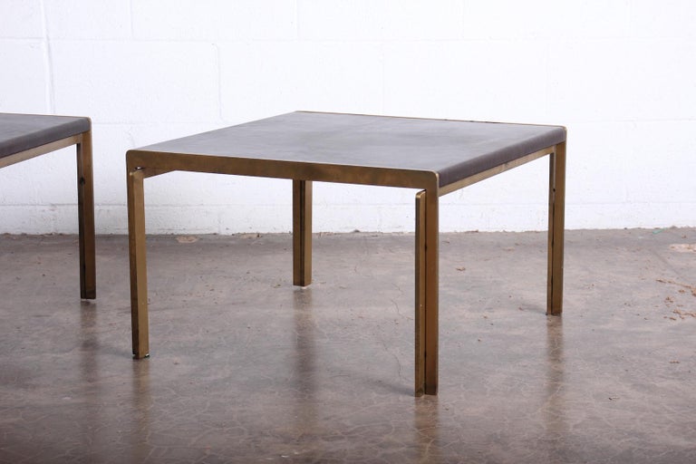 Pair of Bronze and Leather Tables by Stow Davis at 1stDibs