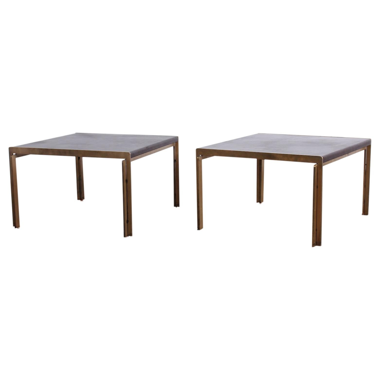 Pair of Bronze and Leather Tables by Stow Davis at 1stDibs