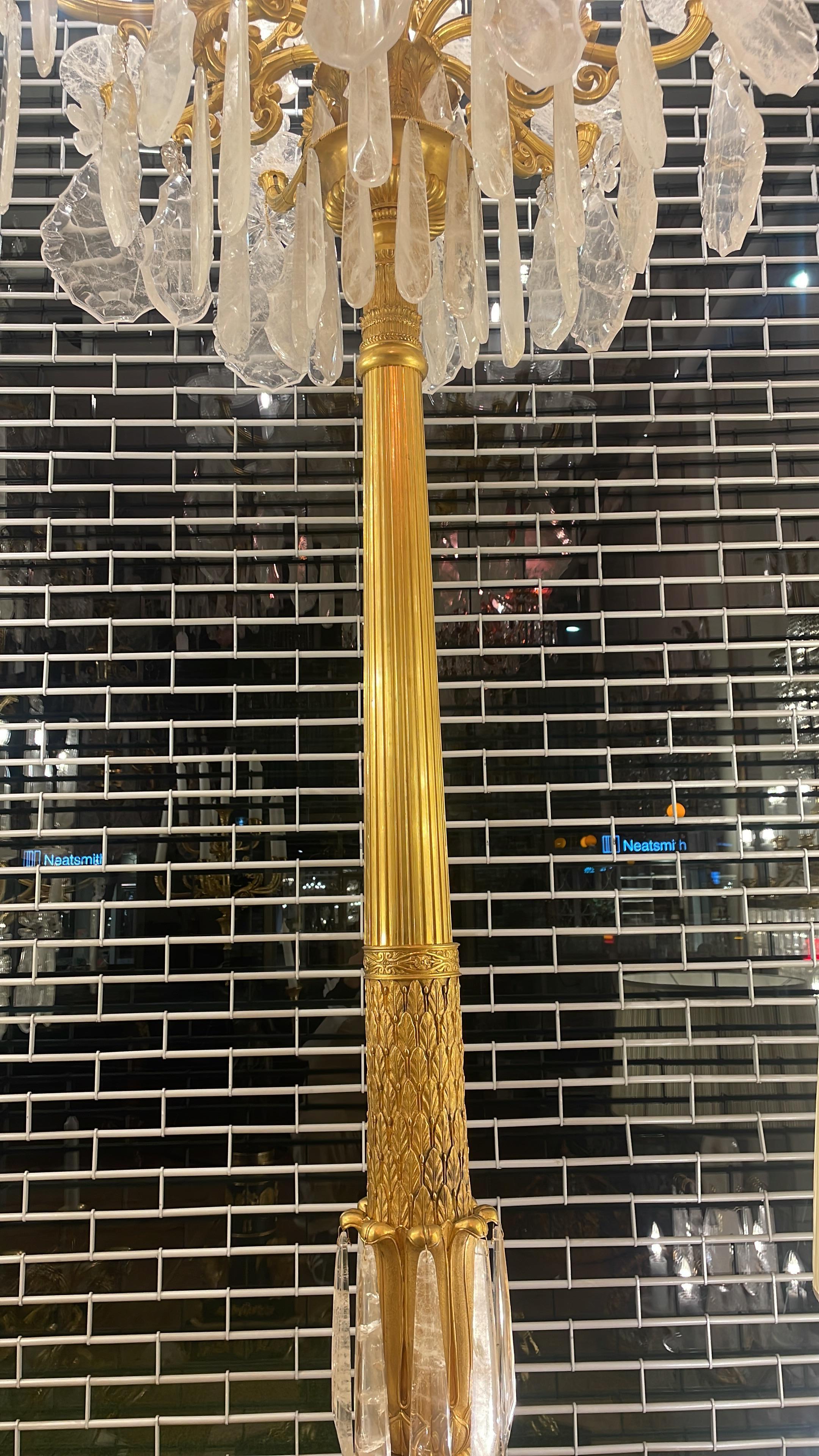 Unique Pair of Bronze and Rock Crystal Torcheres For Sale at 1stDibs