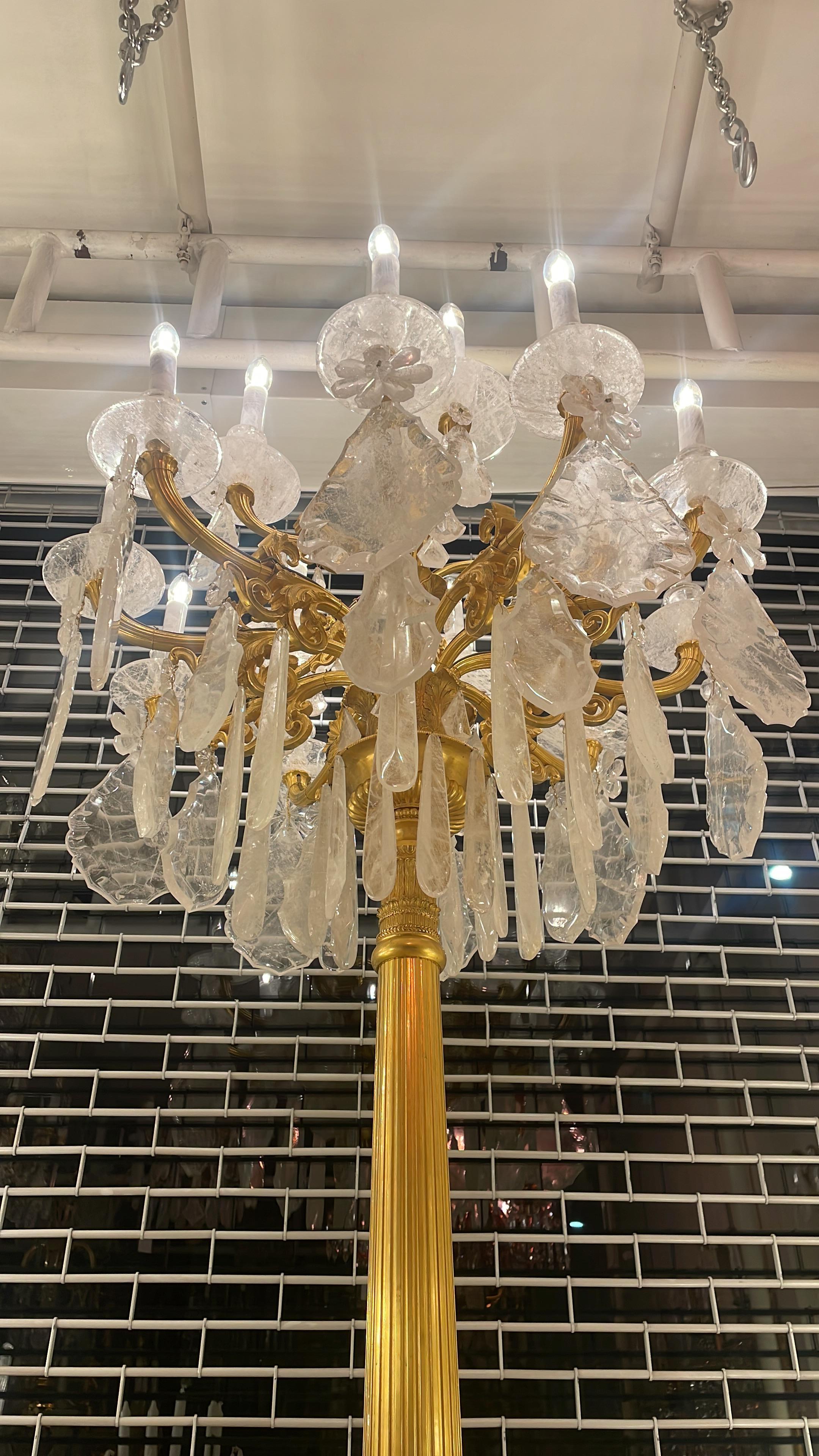 Unique Pair of Bronze and Rock Crystal Torcheres For Sale at 1stDibs