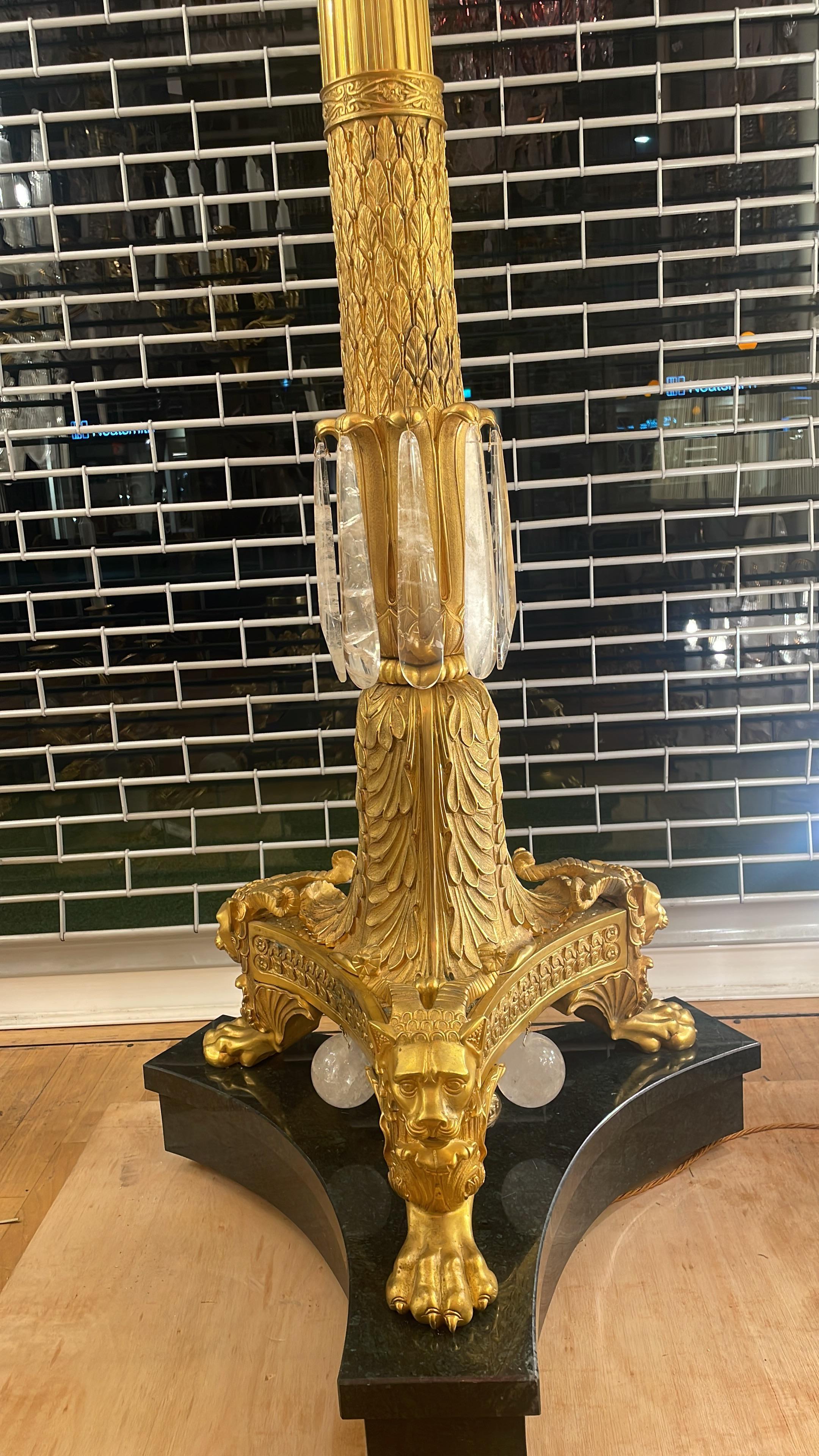 Unique Pair of Bronze and Rock Crystal Torcheres For Sale at 1stDibs