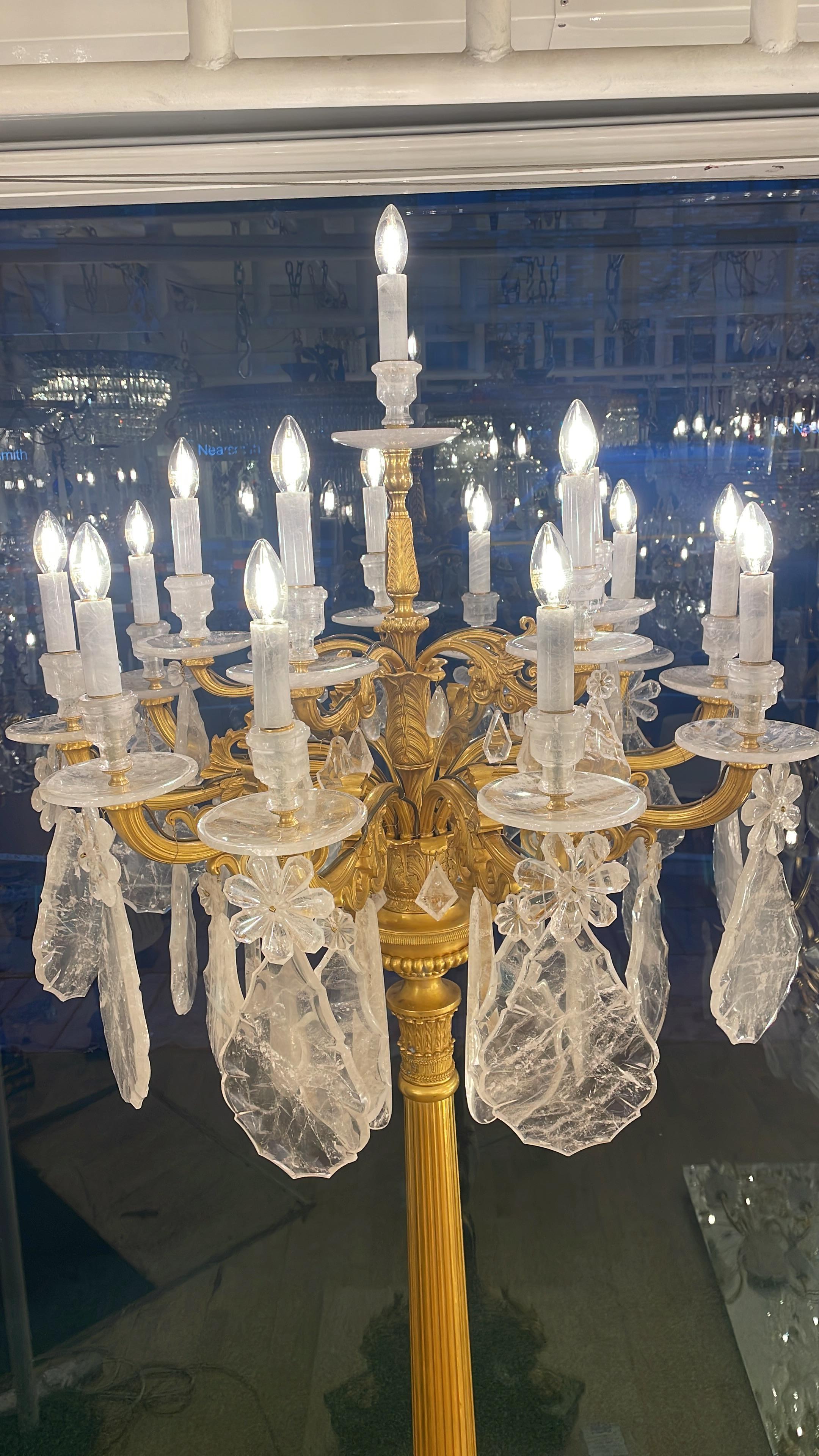 Unique Pair of Bronze and Rock Crystal Torcheres For Sale at 1stDibs