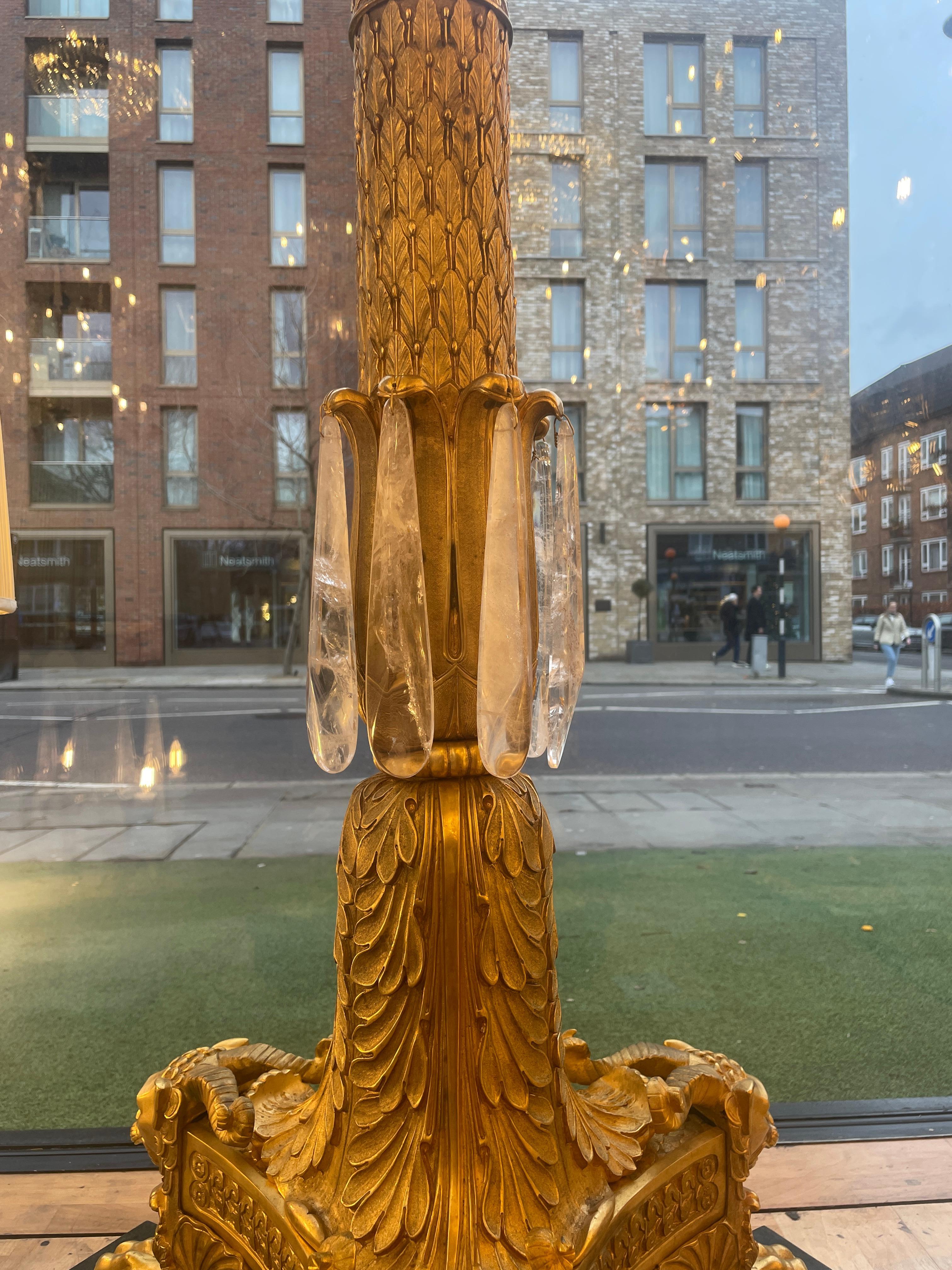 Unique Pair of Bronze and Rock Crystal Torcheres For Sale at 1stDibs