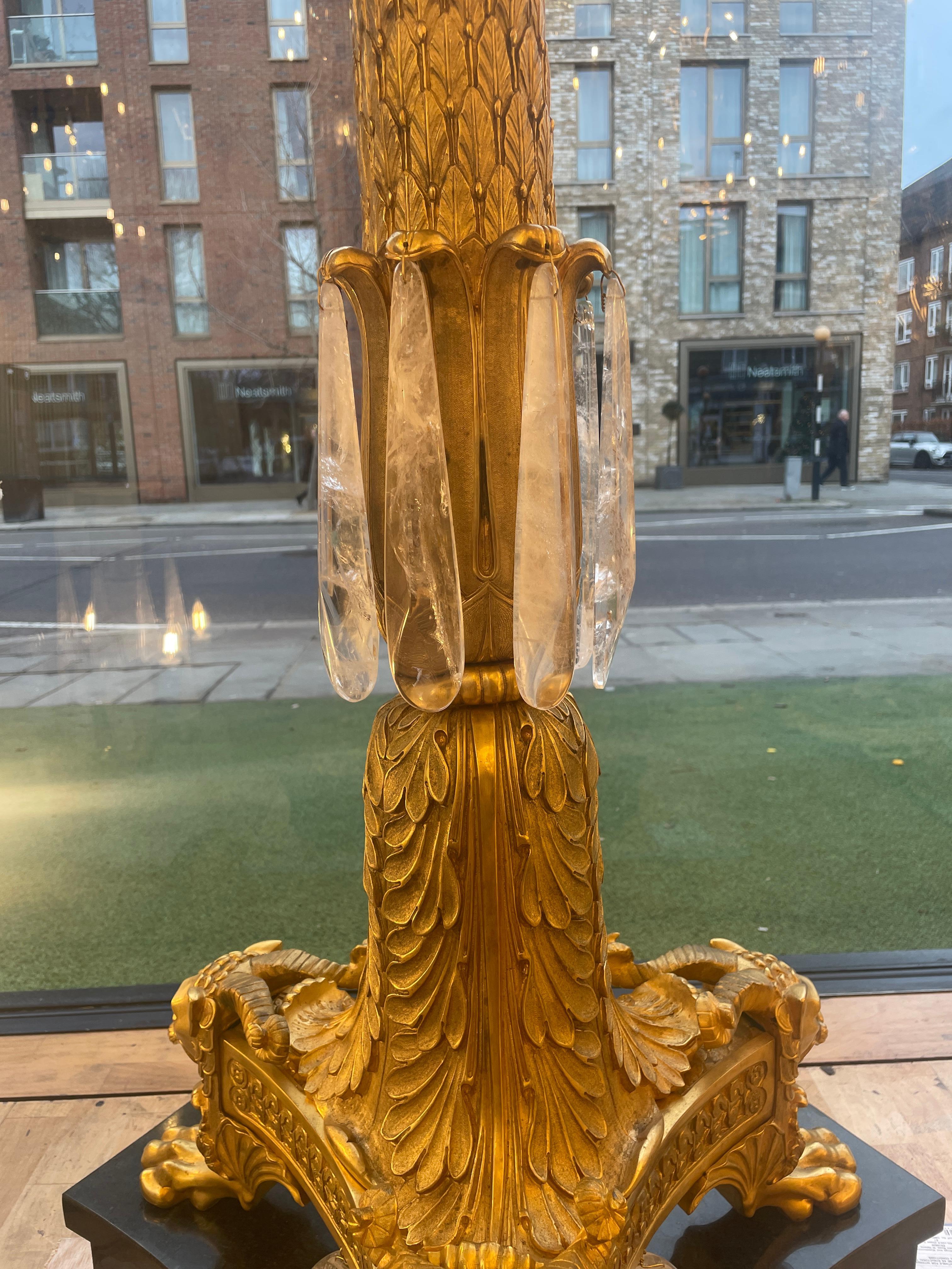 Unique Pair of Bronze and Rock Crystal Torcheres For Sale at 1stDibs