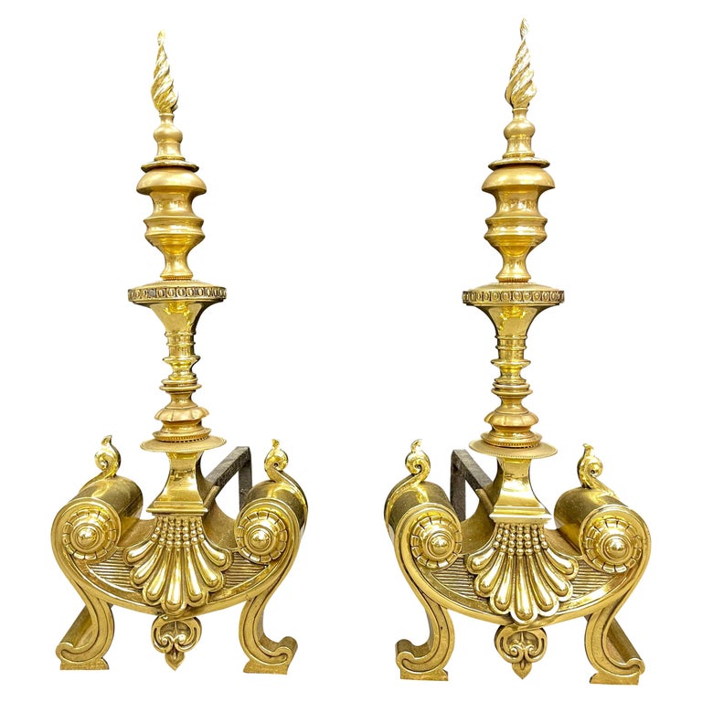Pair of Bronze Andirons, Large and Impressive For Sale at 1stDibs
