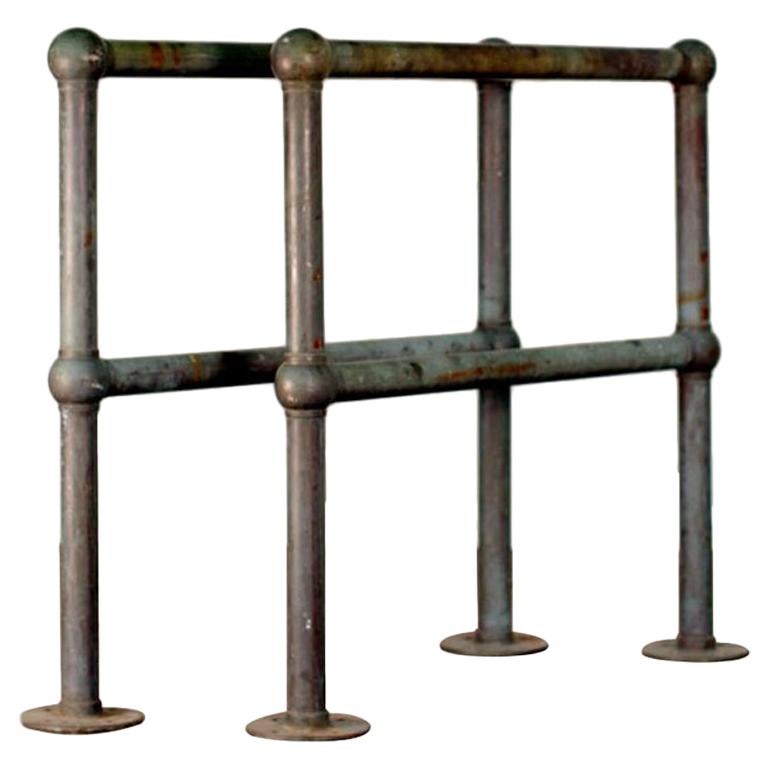Four Georgian Wrought Iron Railing Lengths with Hand-Formed Circular ...
