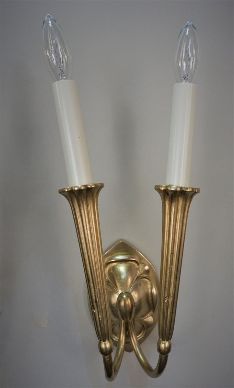 Pair of Bronze Art Deco Wall Sconces For Sale at 1stDibs