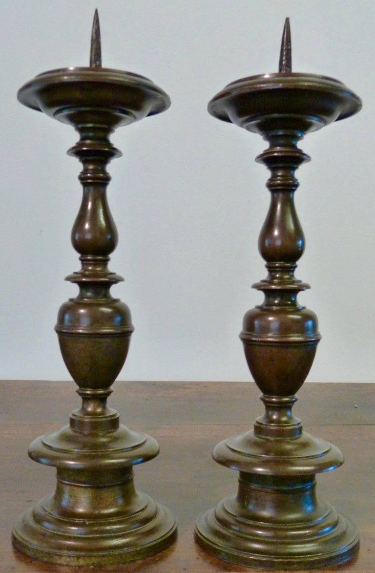 Italian Baroque, Pair of Bronze Pricket Candlesticks, 17th Century at ...