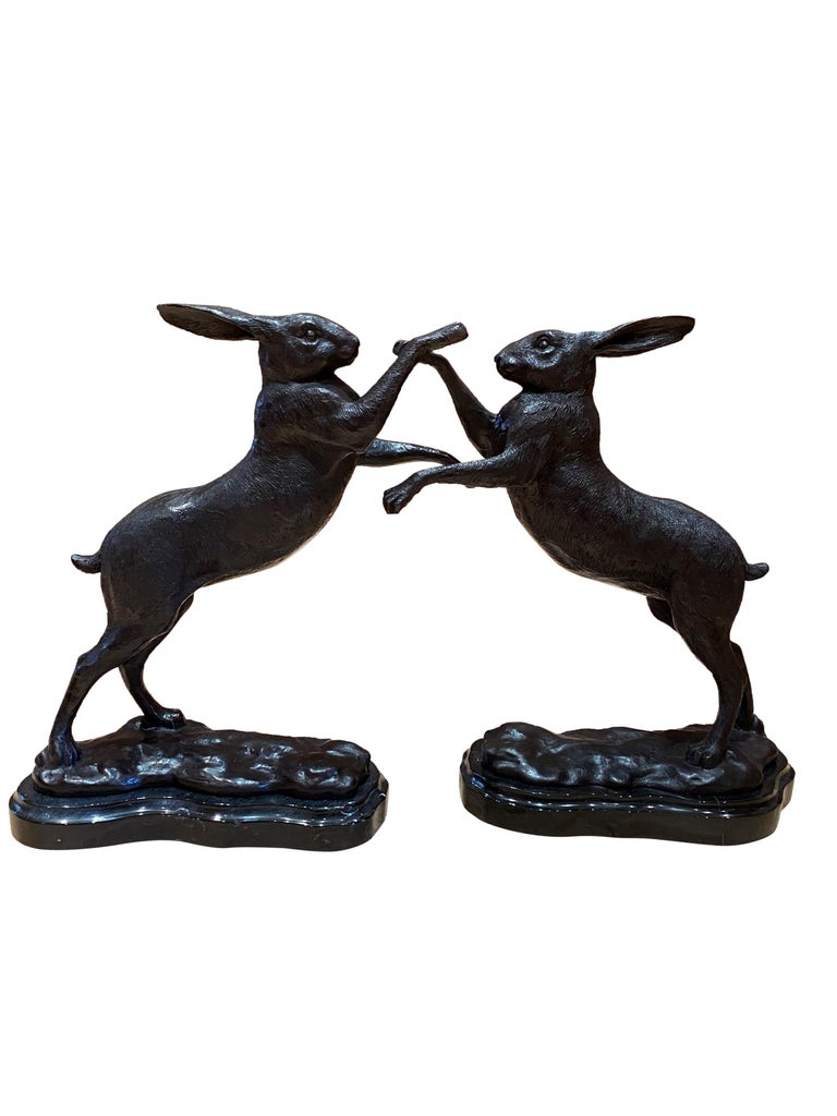 Pair of Bronze Boxing Hares, 20th Century For Sale at 1stDibs | bronze ...