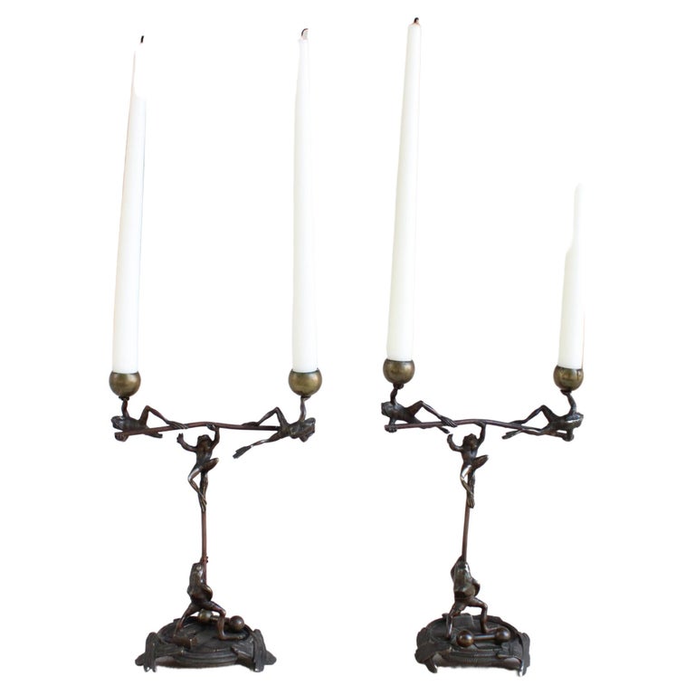 Pair of Bronze Candelabra, Art Deco, France 1920/1930 For Sale at 1stDibs