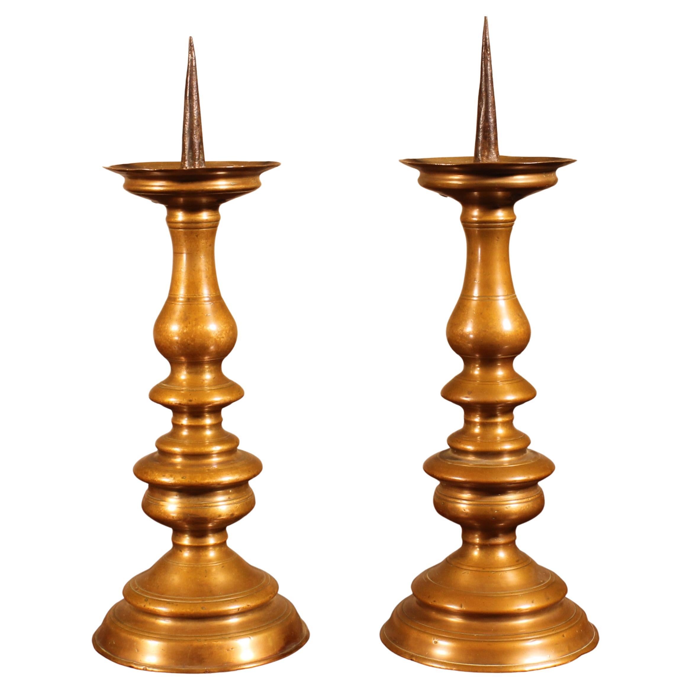 Mid-Century Modern Pair of Bronze German Candlesticks For Sale at 1stDibs