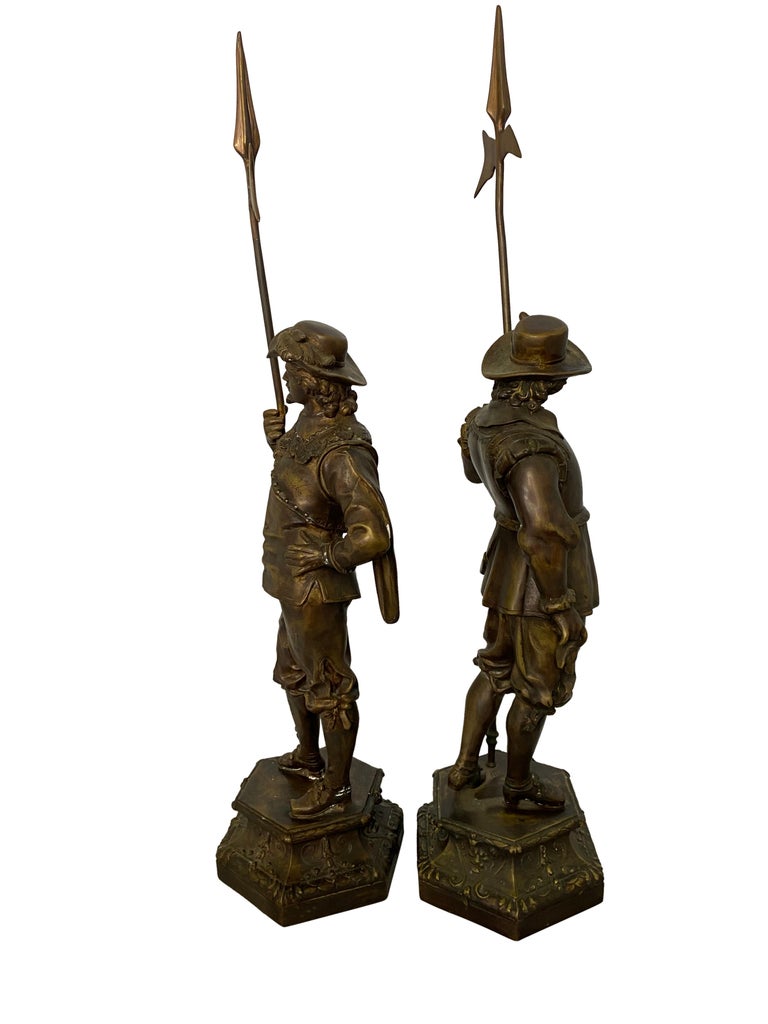Pair of Bronze Cavalier Statues, 19th Century For Sale at 1stDibs