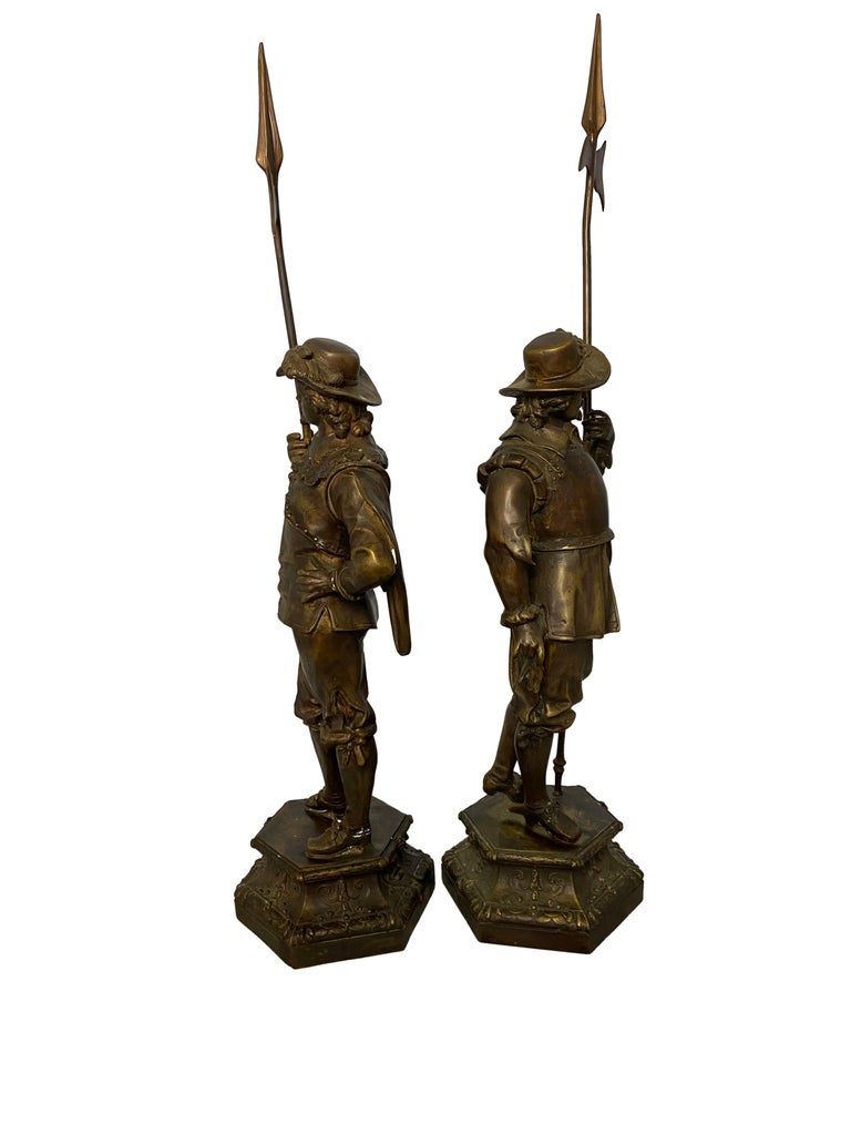 Pair of Bronze Cavalier Statues, 19th Century For Sale at 1stDibs