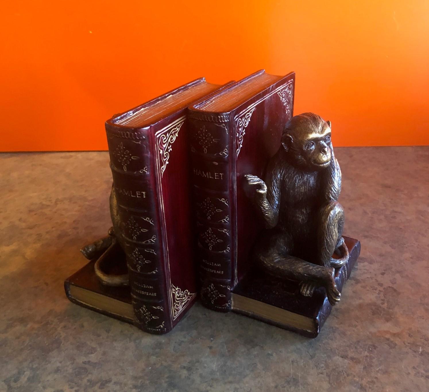 Pair of Bronze Clad Monkey Bookends at 1stDibs