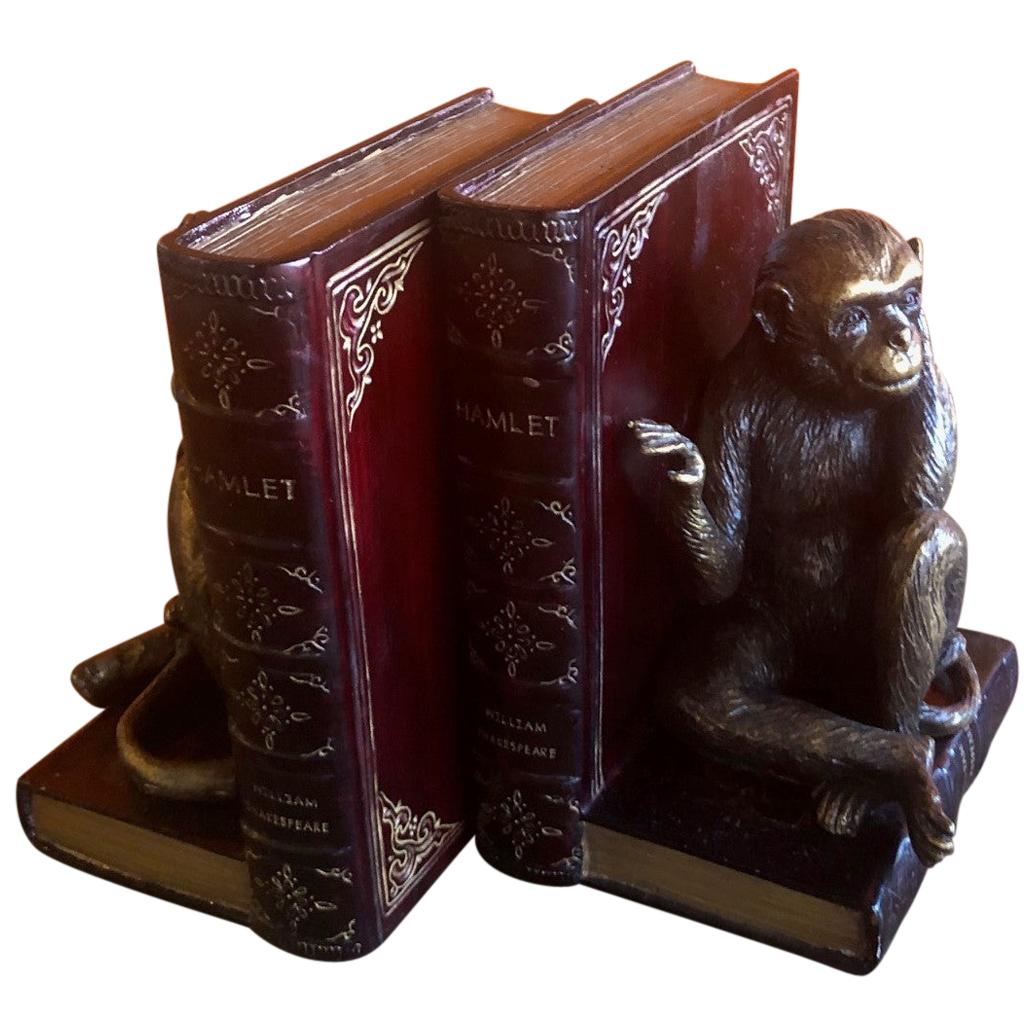 Pair of Bronze Clad Monkey Bookends at 1stDibs