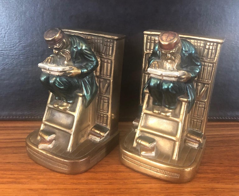 Pair of Bronze Clad "Old Professor" Bookends by Marion Bronze Co. at ...