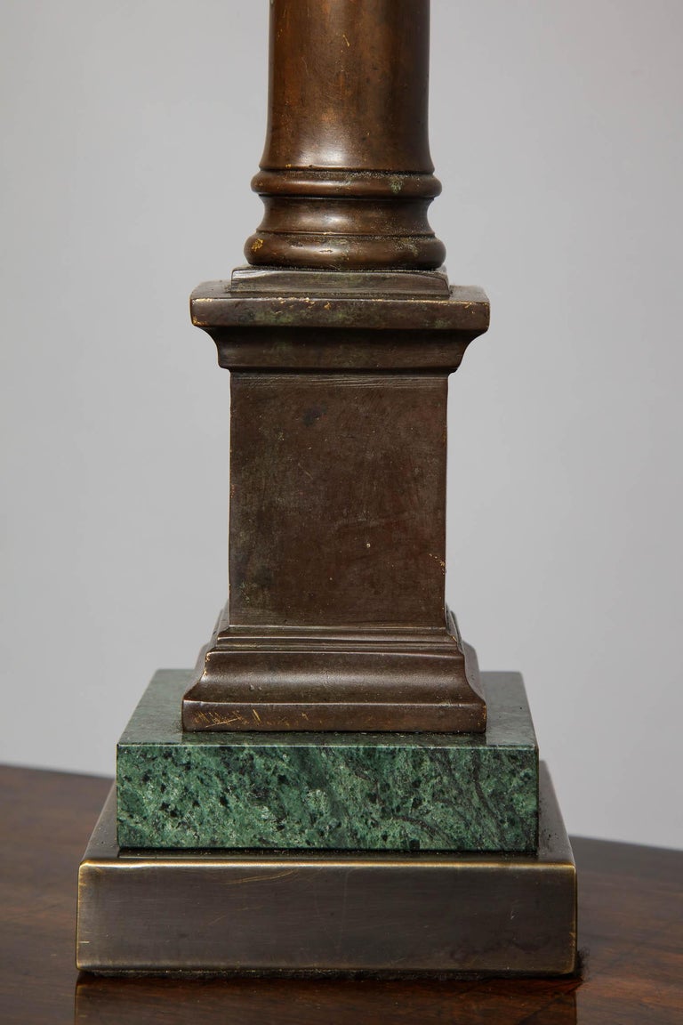 Pair of Bronze Column Lamps at 1stDibs