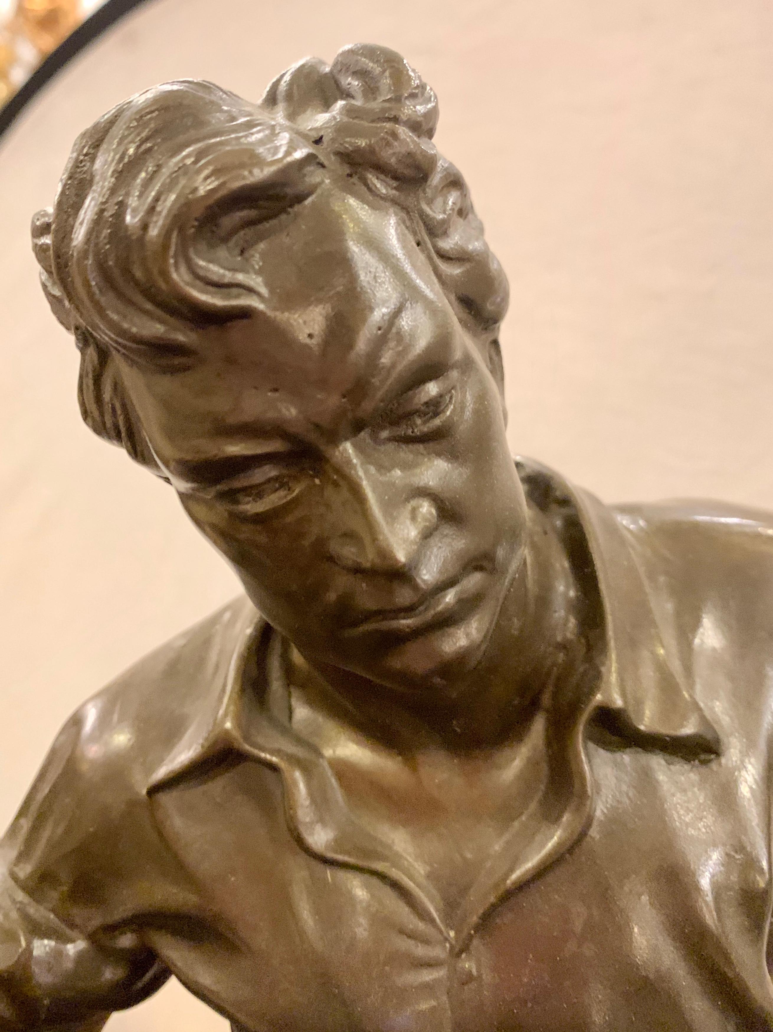 Pair of Bronze Football or Soccer Players at 1stDibs