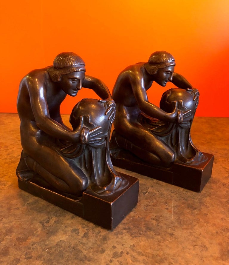 Pair of Bronze Greek Scholar Bookends by Pompeian Bronze Co. at 1stDibs ...