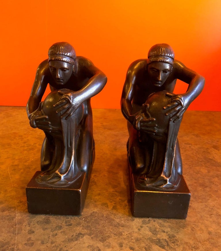 Pair of Bronze Greek Scholar Bookends by Pompeian Bronze Co. at 1stDibs ...