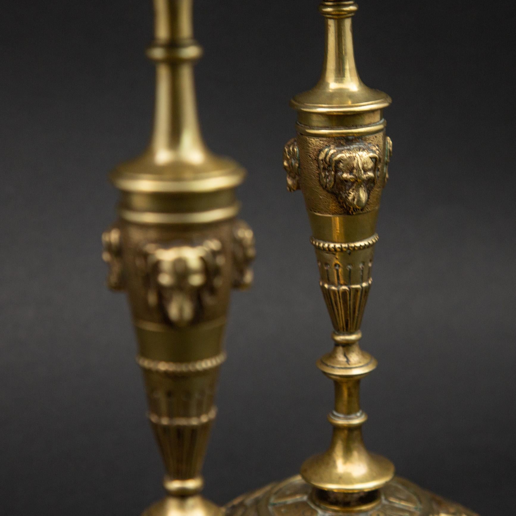 Pair of Bronze Hunting Dog Candlesticks by Jules Moigniez at 1stDibs