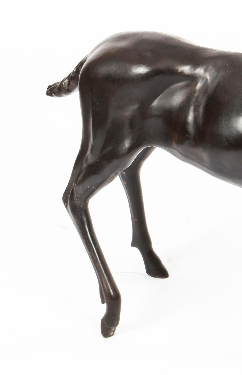 Pair of Bronze Life-Size Fallow Deer Stags, Late 20th Century at ...