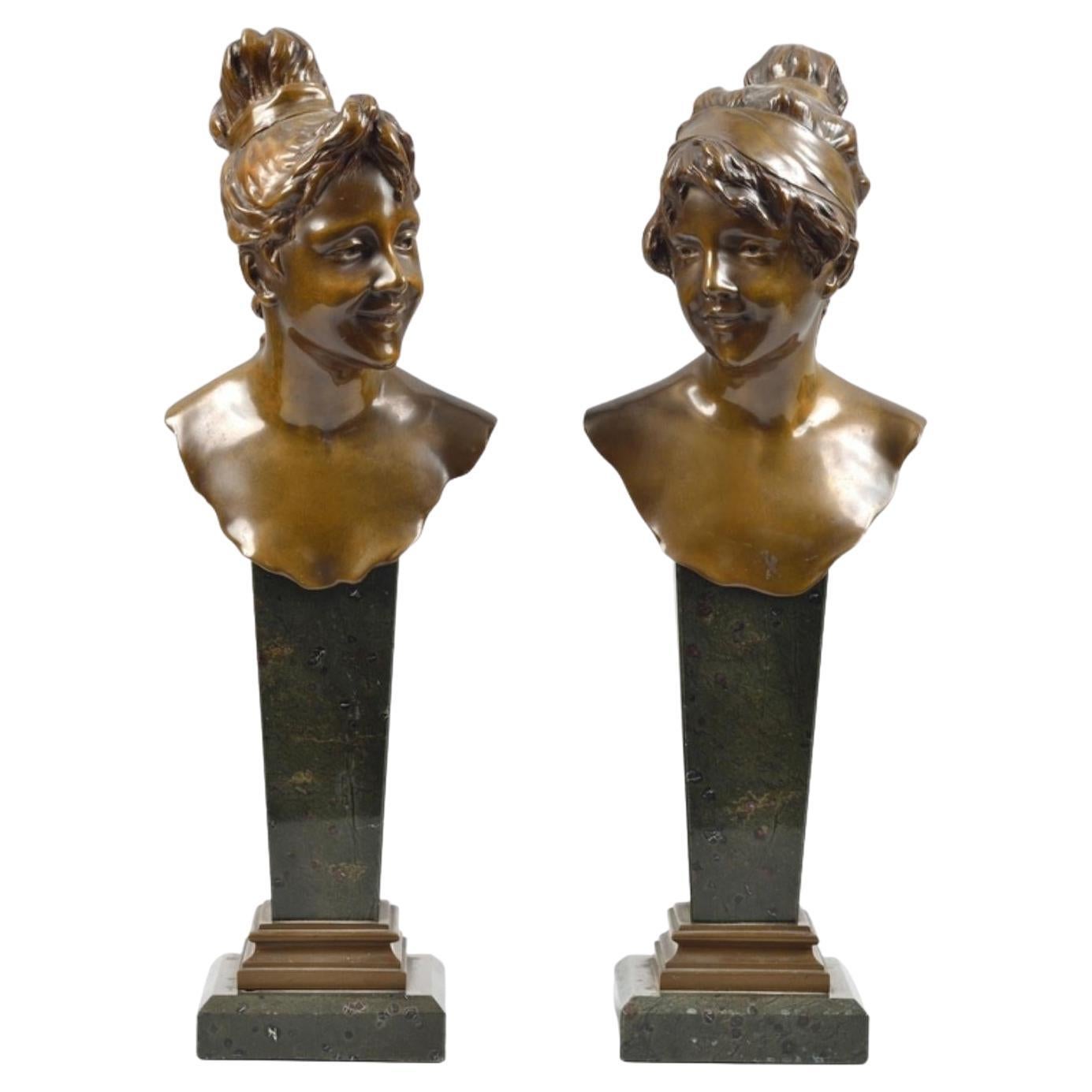 Pair of 18th Life Size Polychromed Santos Figural Maiden Statues on ...