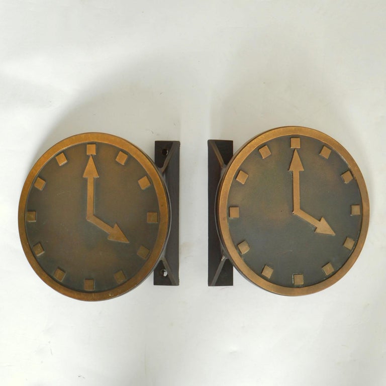 Pair of Bronze Push and Pull Door Handles as Clocks For Sale at 1stDibs