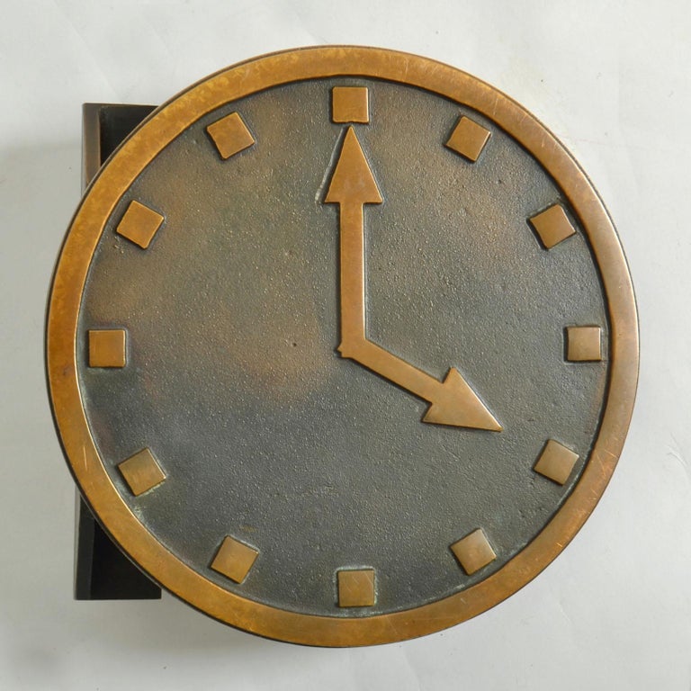 Pair of Bronze Push and Pull Door Handles as Clocks For Sale at 1stDibs
