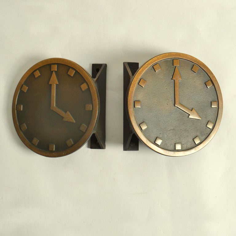 Pair of Bronze Push and Pull Door Handles as Clocks For Sale at 1stDibs