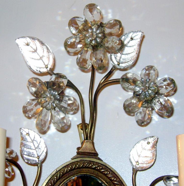 Pair of Bronze Sconces with Mirror Inset For Sale at 1stDibs