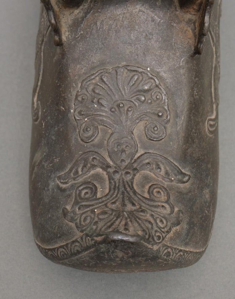 Pair of Bronze “Shoe-Shape" Conquistador Horse Stirrups with Low Relief ...