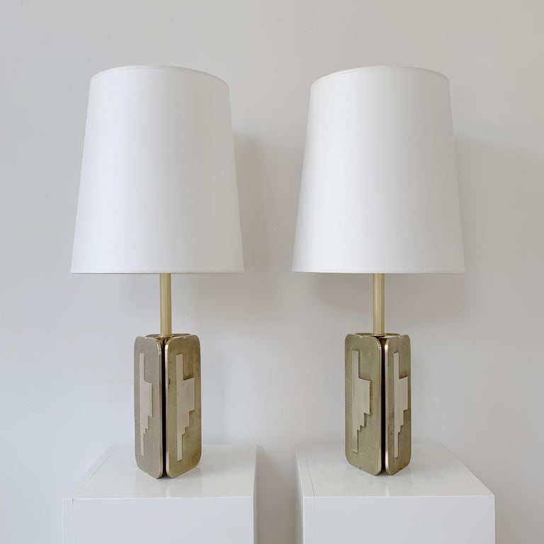 Pair of Bronze Table Lamps, circa 1970, Italy at 1stDibs
