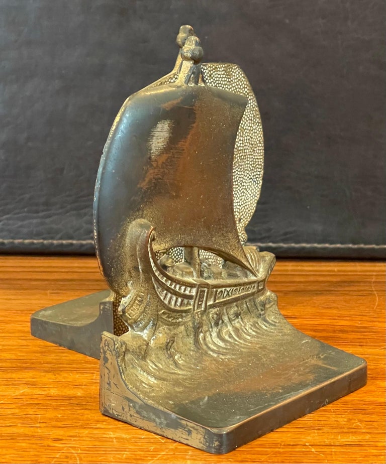 Pair of Bronze Wash "Viking Ship" Bookends by Bradley and Hubbard For ...
