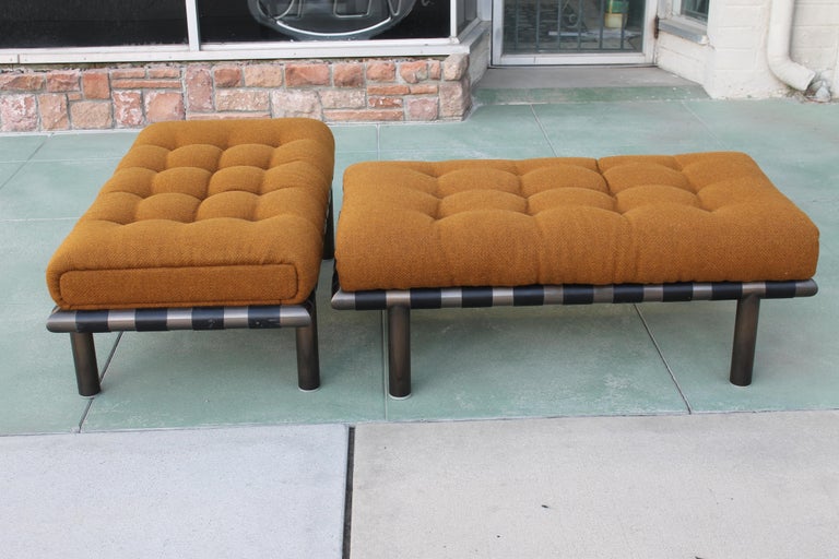 Pair of Bronzed Steel Benches at 1stDibs
